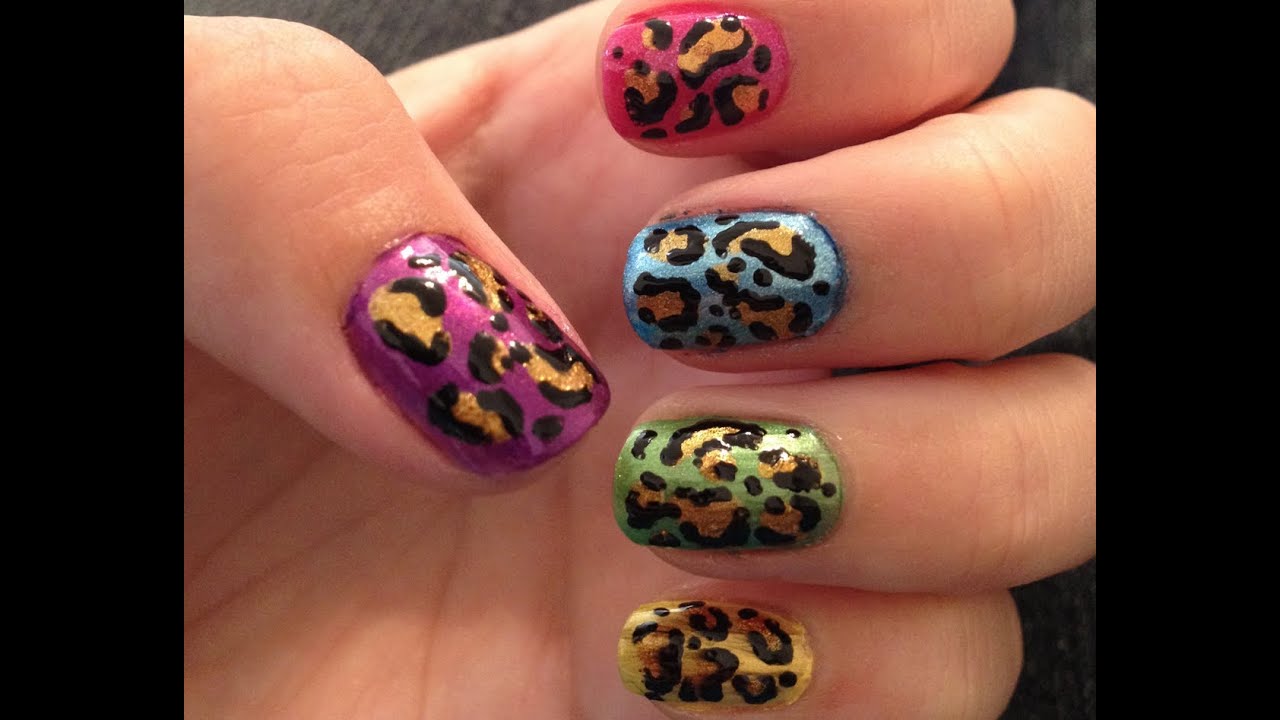 How to: Rainbow Leopard Print Nails - YouTube