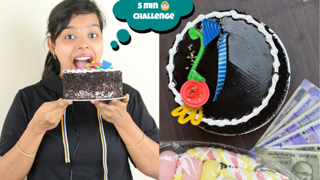5 Minutes CAKE CHALLENGE 😳 | 2000 RS CHOCOLATE CAKE CHALLENGE🤑 #cake # ...