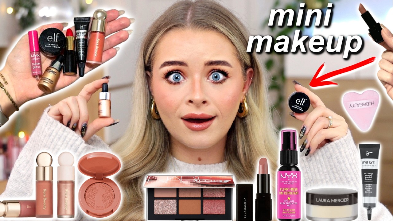 Full face of *MINI* MAKEUP PRODUCTS (that actually work!) - YouTube