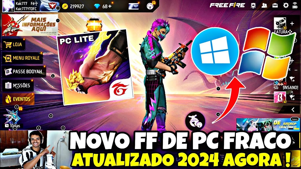 COMO BAIXAR FREE FIRE NO NOTEBOOK E PC FRACO NA NOVA ATUALIZAÇÃO ...