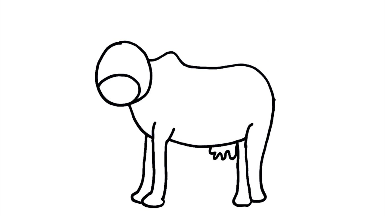 cow drawing easy step by step with colour with Number 6 -how to draw ...