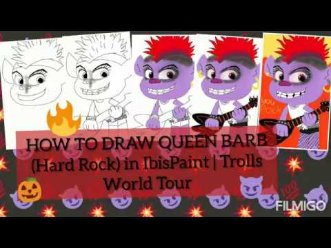 HOW TO DRAW QUEEN BARB ( HARD ROCK & ROLL) in IbisPaint || Trolls World ...