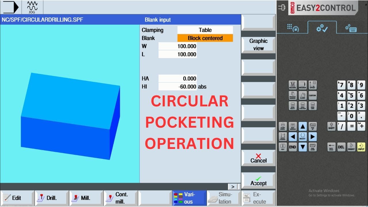 CIRCULAR POCKETING IN SINUMERIK 828D - YouTube