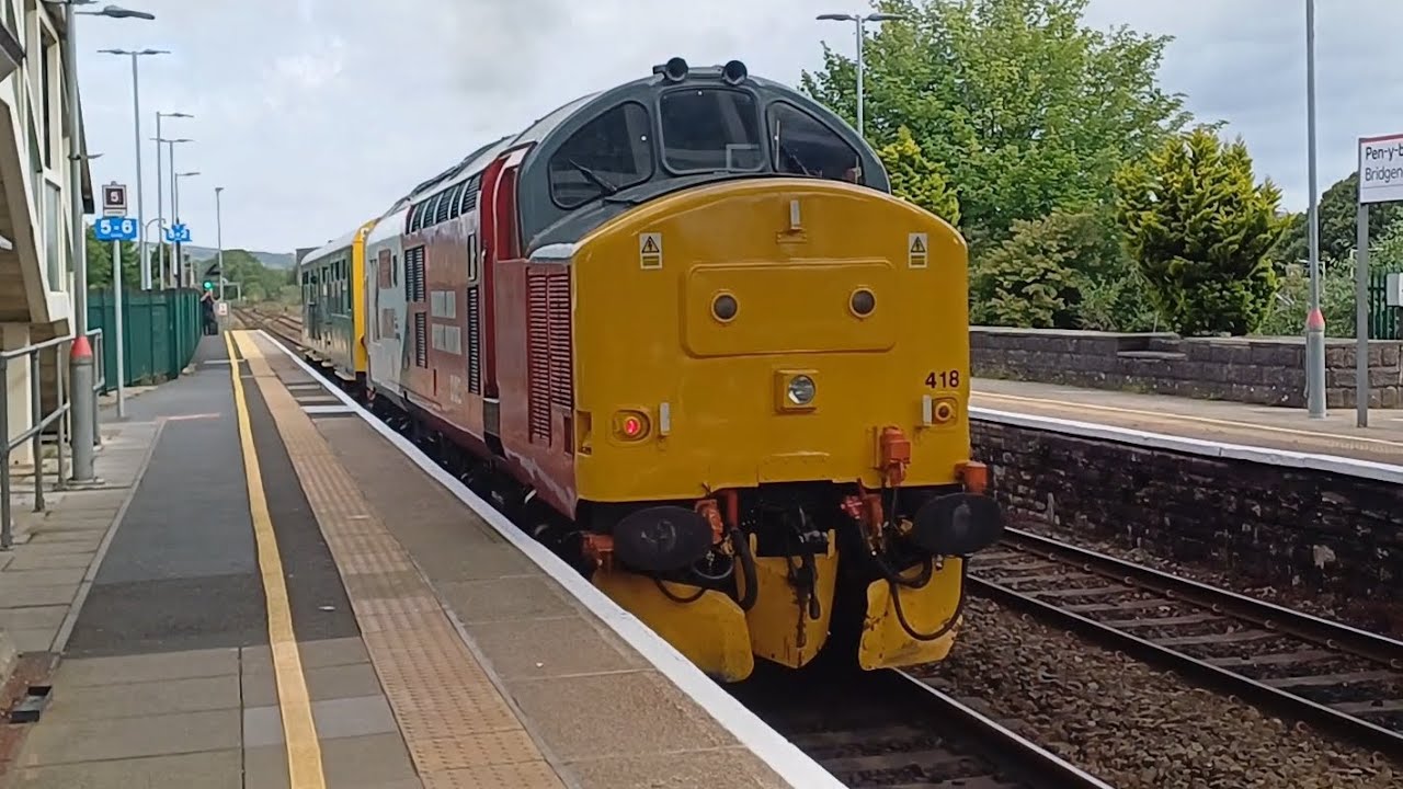 trains at Bridgend including 37418 Caroline and more - YouTube