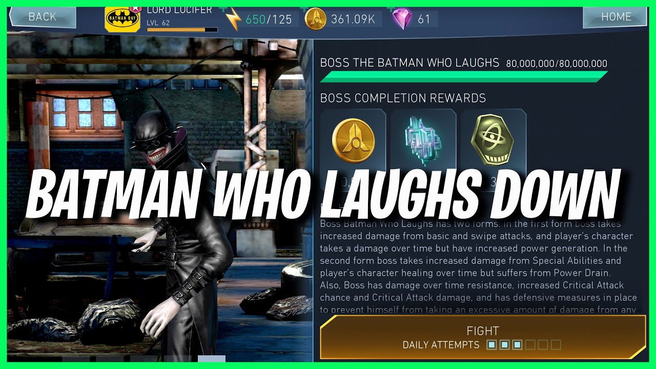 Injustice 2 Mobile | Boss Batman Who Laughs Down | Rewards Kingdom Of ...