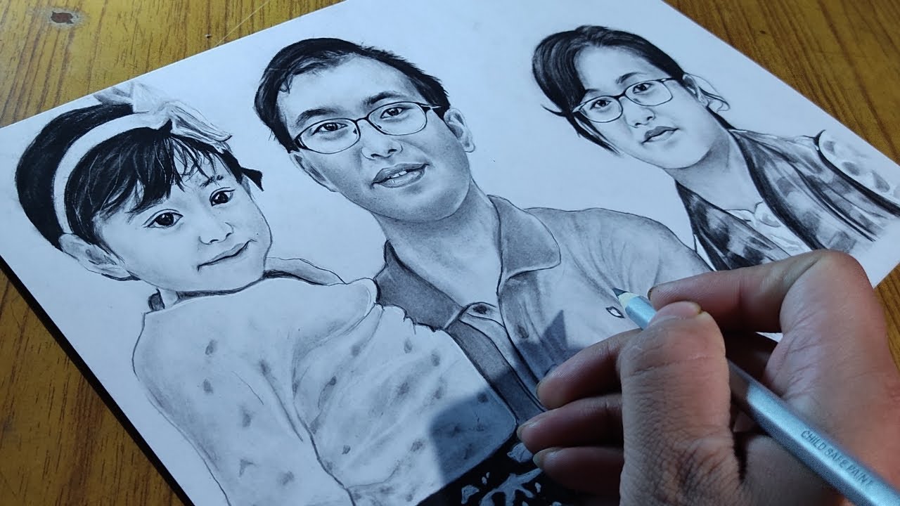 family drawing | pencil drawing | family portrait | graphite portrait ...
