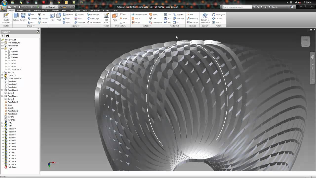 Pattern Bowl Modeling in Inventor - YouTube