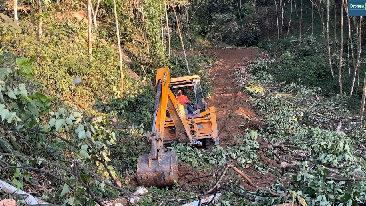Changing Raw Hill to Hillside Logging Deck Road With JCB Tractor - YouTube