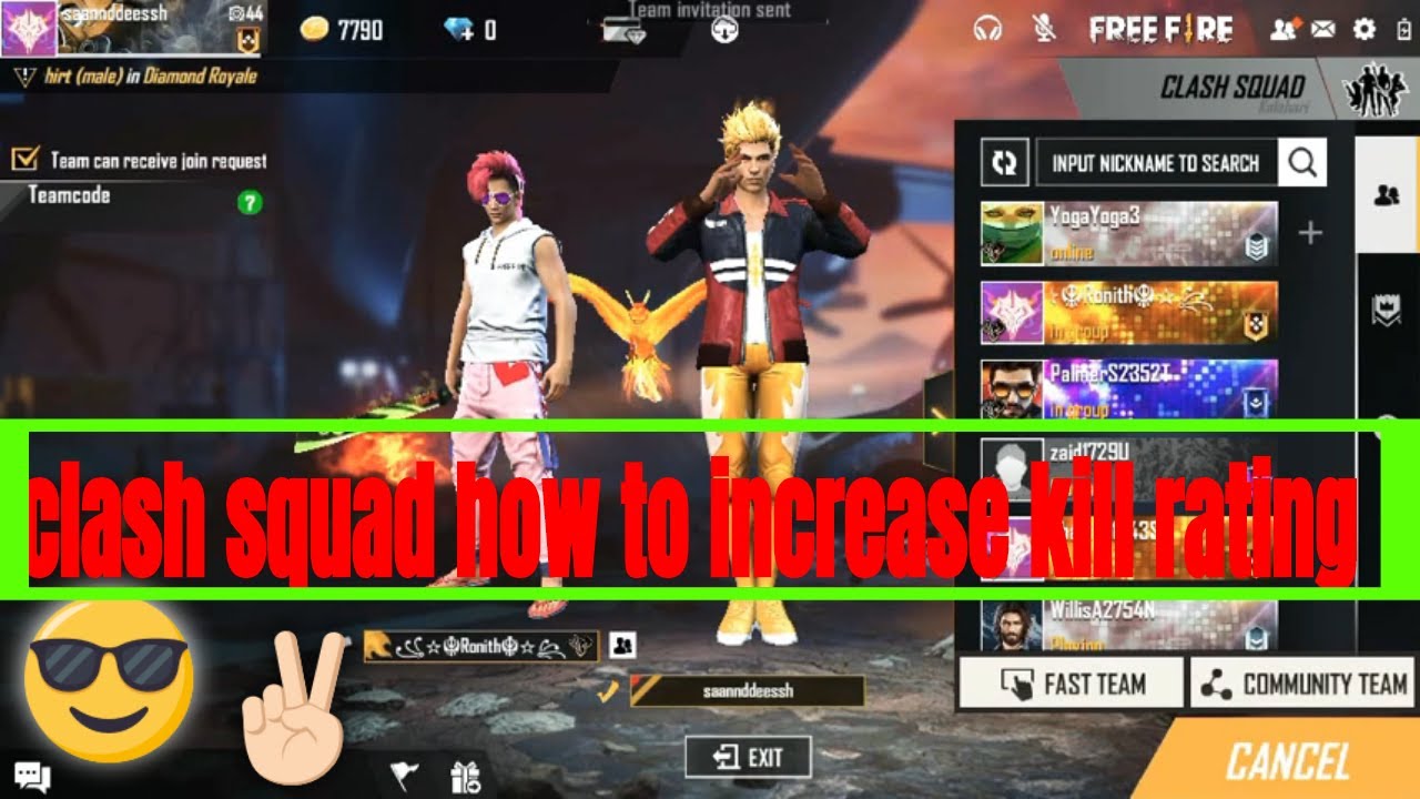 free fire gameplay clash squad how to increase kill rating??? - YouTube