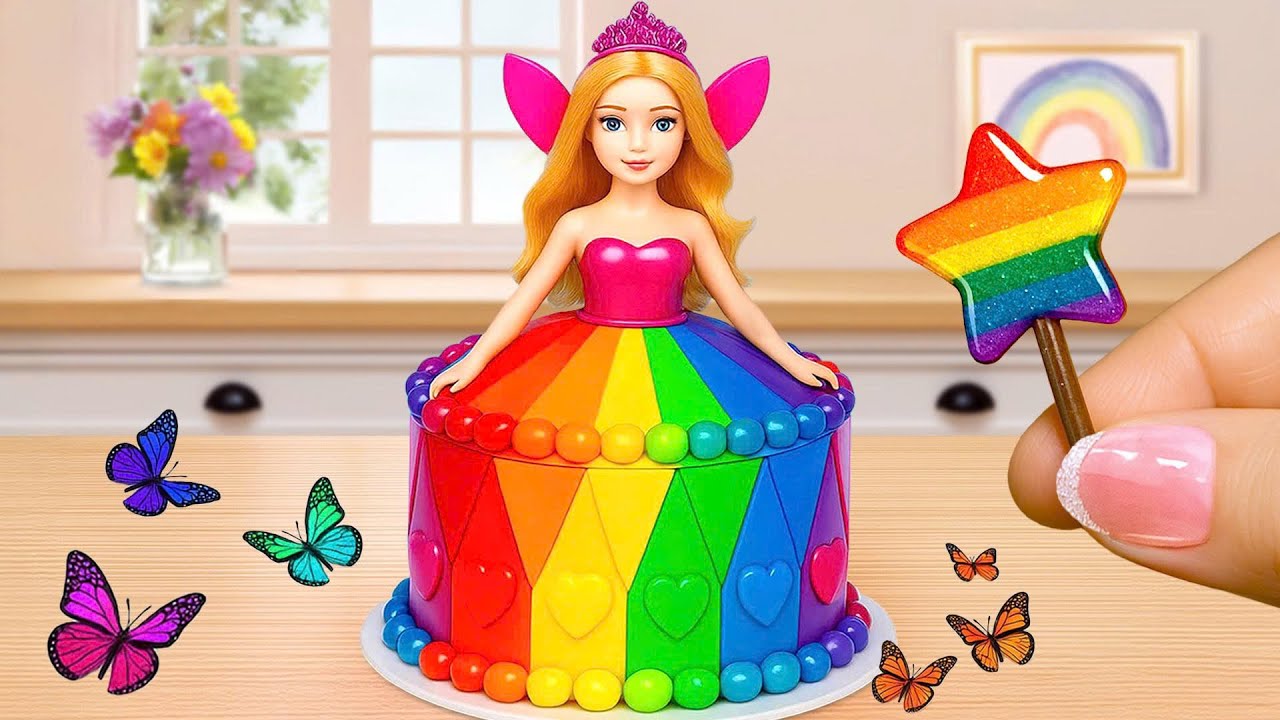 How to Make Mini Princess Cake | Amazing Miniature Rainbow Cake ...