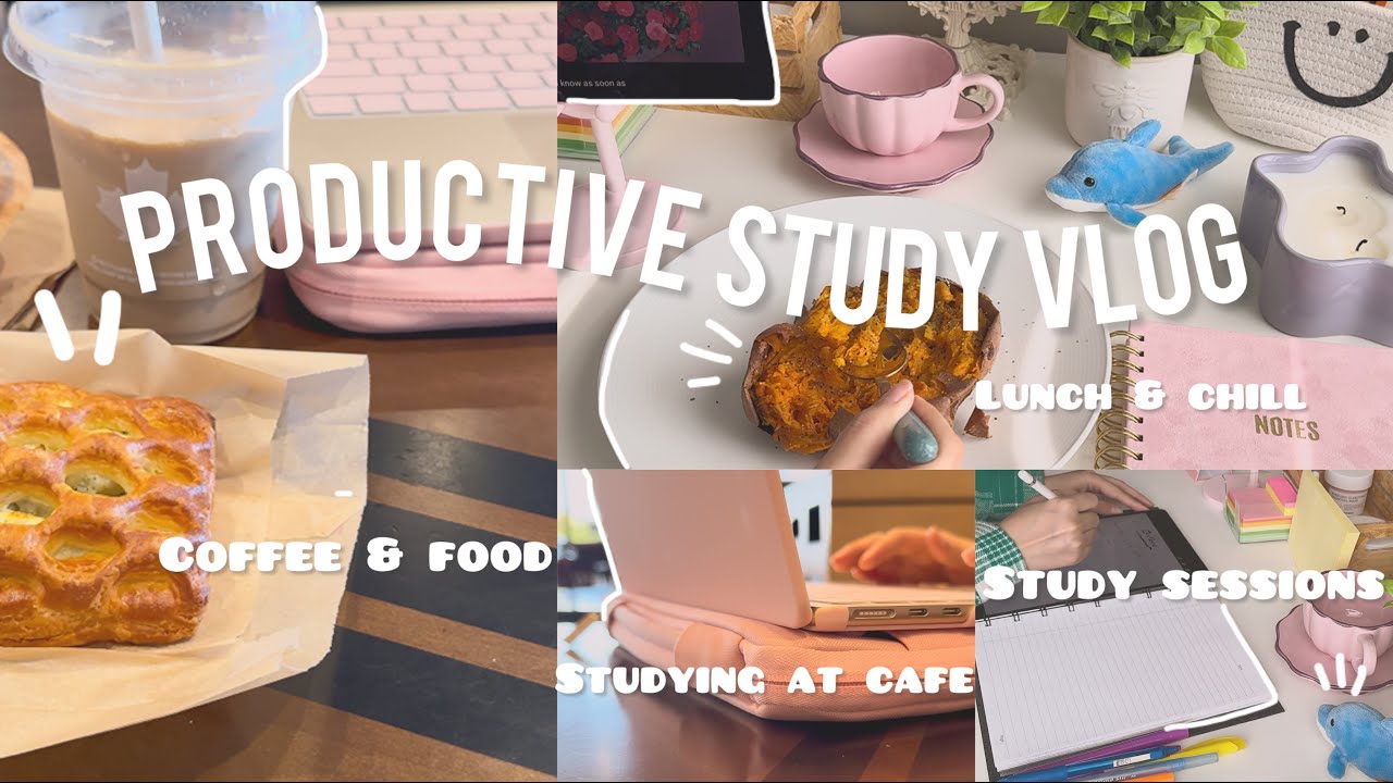 Productive vlog📝🧁| studying at café, study sessions, lots of coffee ...