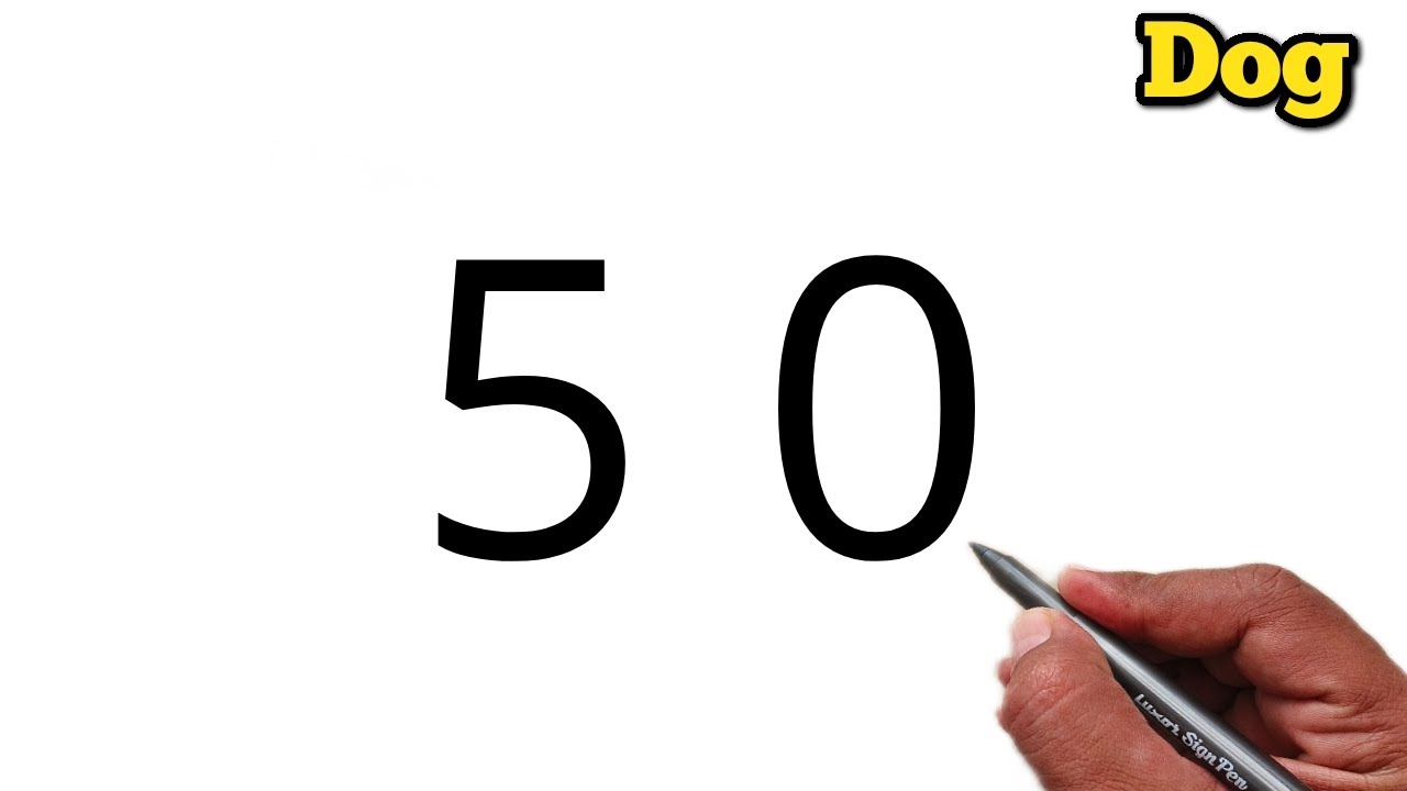 Dog Drawing From Number 50 | Beginners drawing | Number Drawing - YouTube