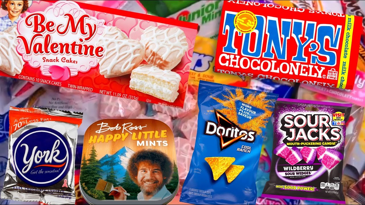 NEW 101 Candy Snacks Opening Chocolate Bars Cakes Cookies Gummy Food ...