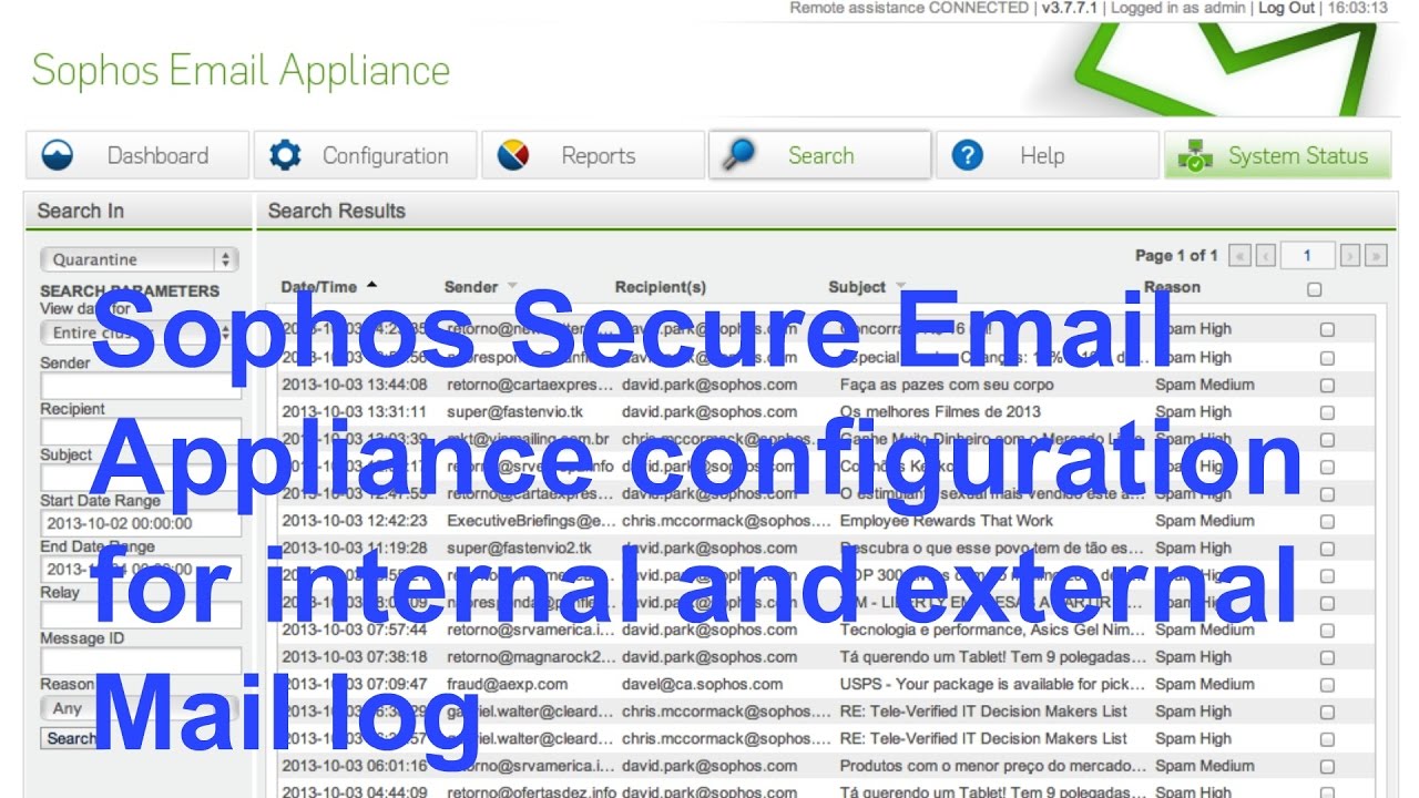 Sophos Secure Email Appliance configuration for internal and external ...