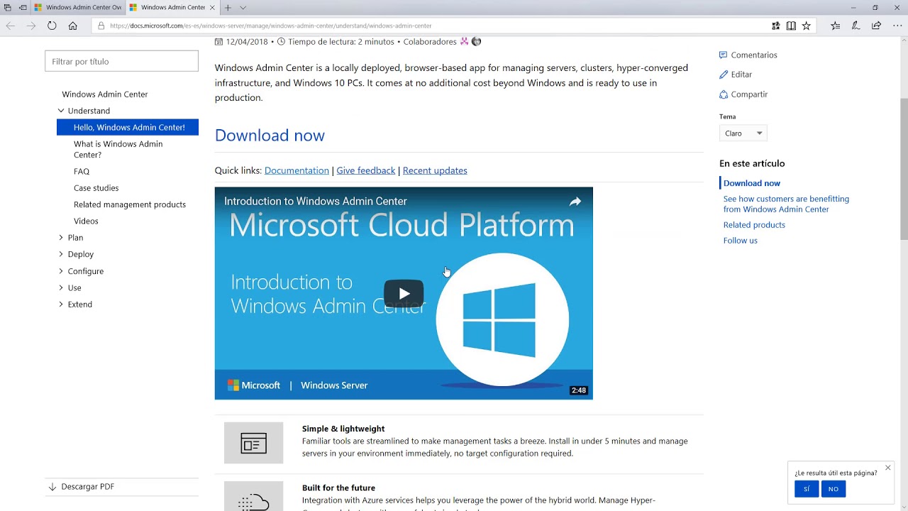 Project Honolulu es ahora Windows Admin Center - YouTube