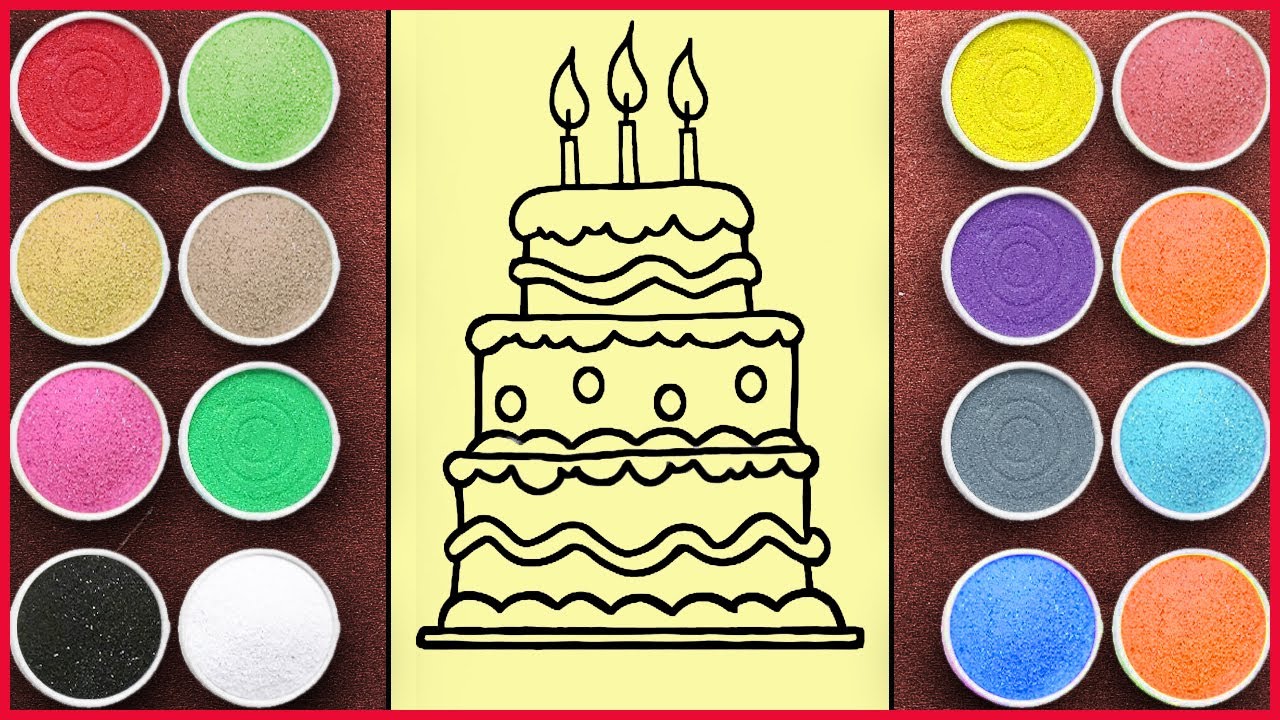 COLORED SAND PAINTING BIRTHDAY CAKE - SAND ART - YouTube