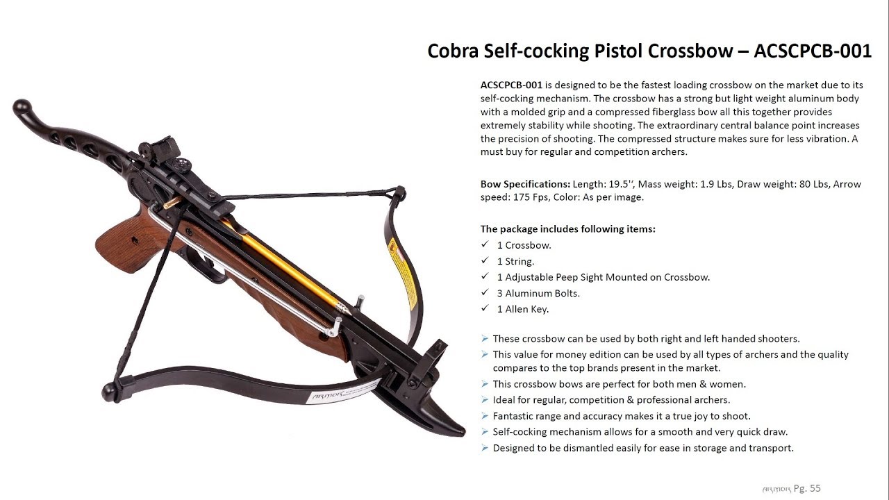 Assembly Instructions for Armor Cobra Self-cocking Pistol Crossbow ...