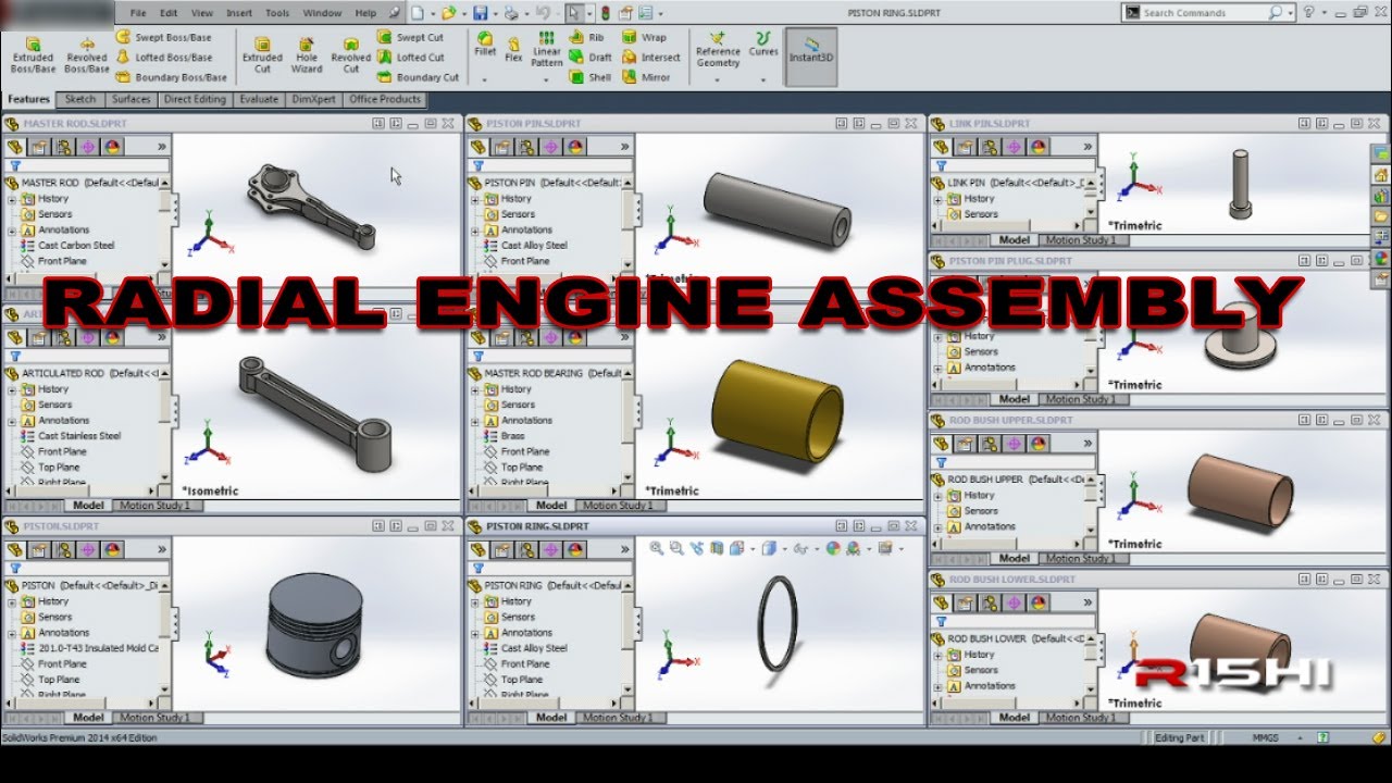 SOLIDWORKS | ASSEMBLY OF RADIAL ENGINE - YouTube