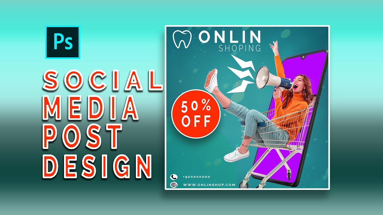 How To Social Media Post Design Adobe Photoshop CC Tutorial - YouTube
