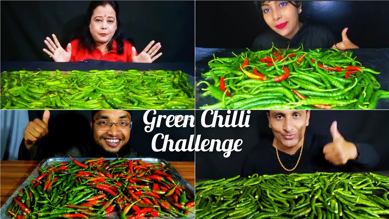 ASMR || GREEN CHILLI CHALLENGE VIDEO 🌶️🥵 | Eating Competition | Food ...