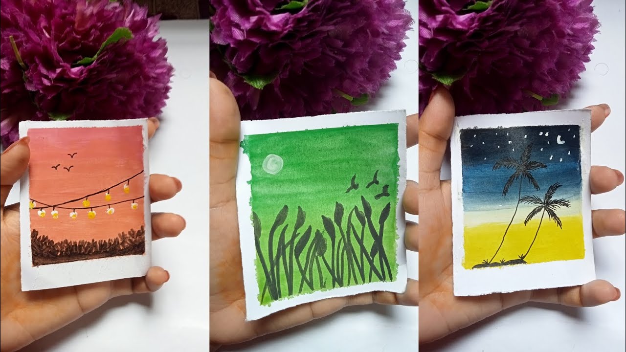 Easy mini painting ideas for beginners - YouTube