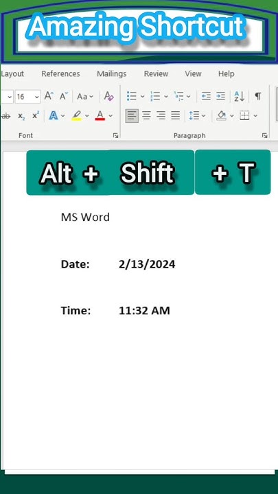 Amazing shortcuts key for date and time in excel / word - YouTube