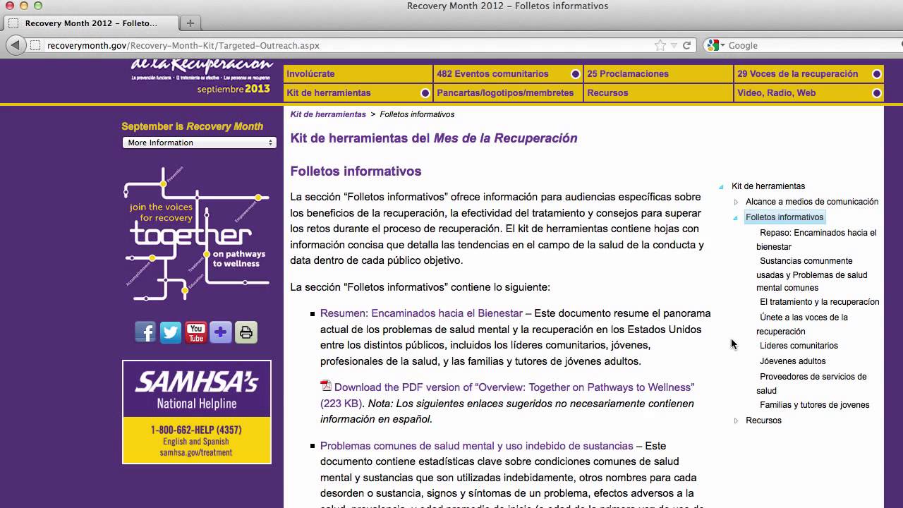 Recovery Month: Spanish Toolkit Introduction 2013 - YouTube