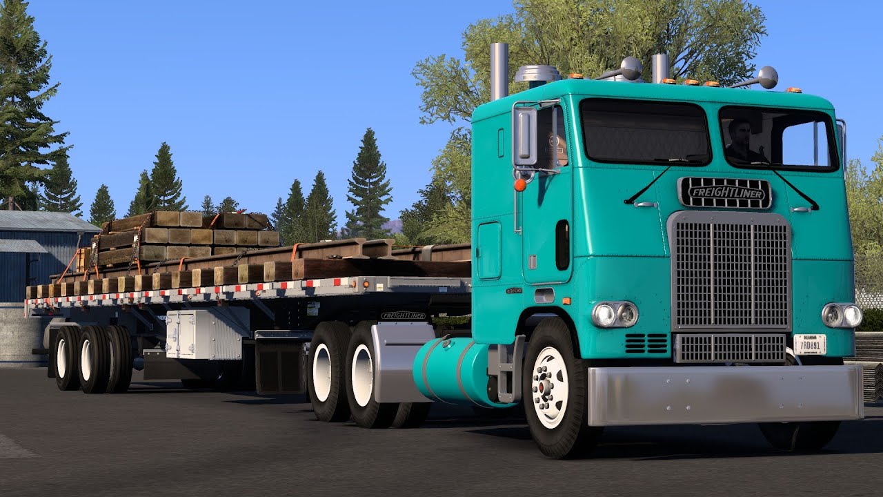 Cabover Vintage Truck Freightliner FL86 (CAT 3406B) - Hauling Rails ...