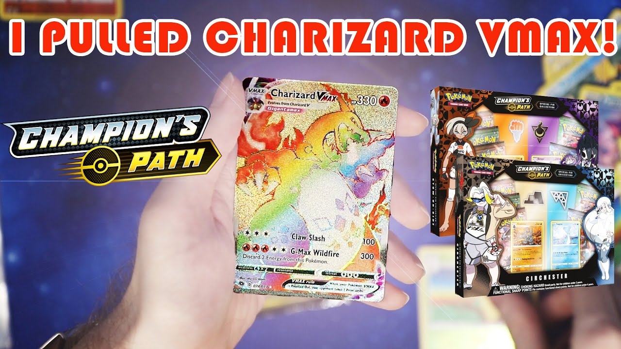 RAINBOW CHARIZARD VMAX! Champions Path Pin Collection - YouTube