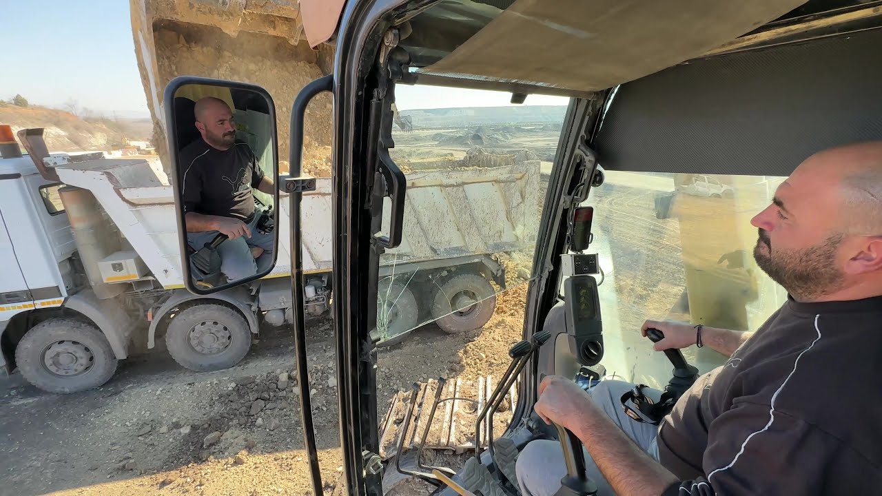 Caterpillar 385C Excavator Loading Mercedes & MAN Trucks - Operator ...