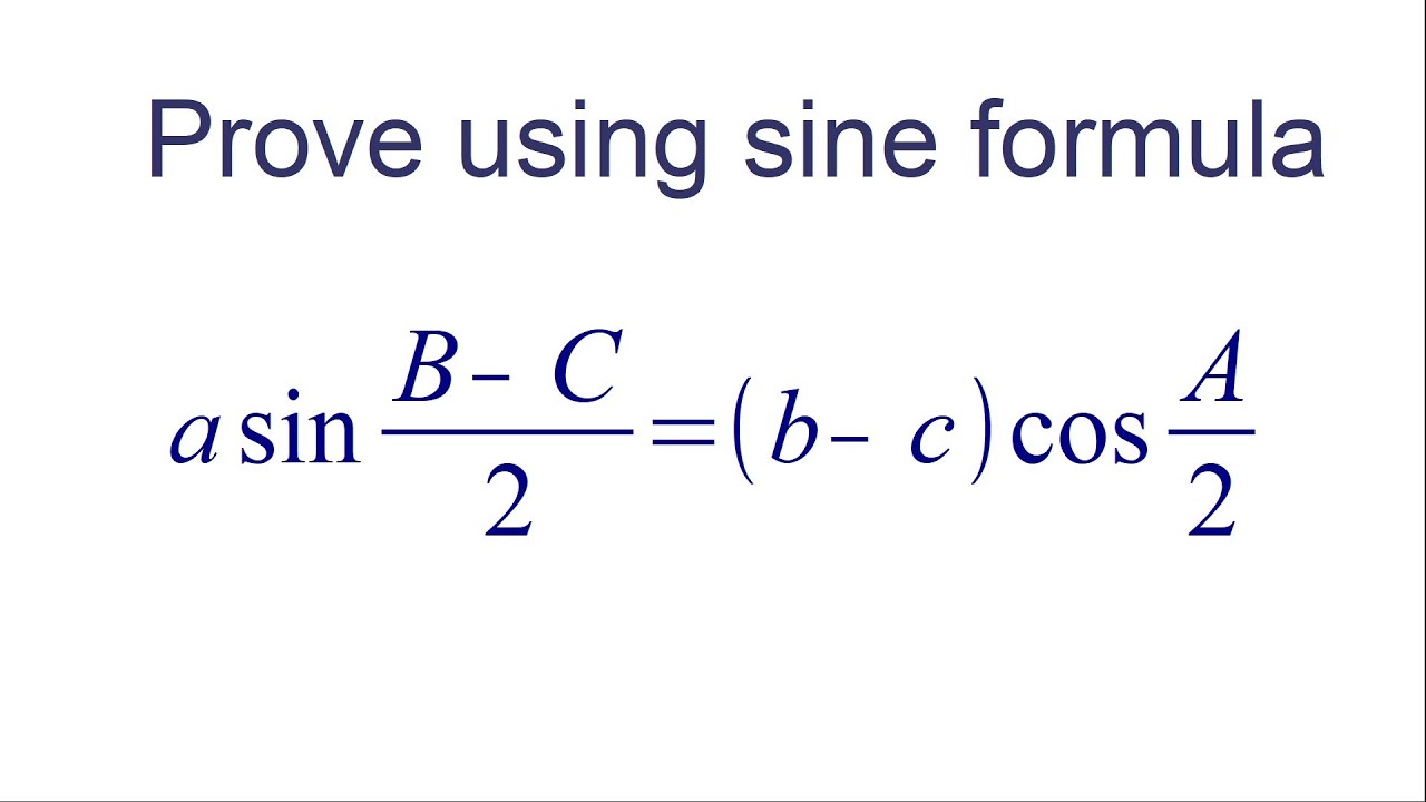 prove that a sin (B - C)/2 = (b - c) cos A/2 - YouTube