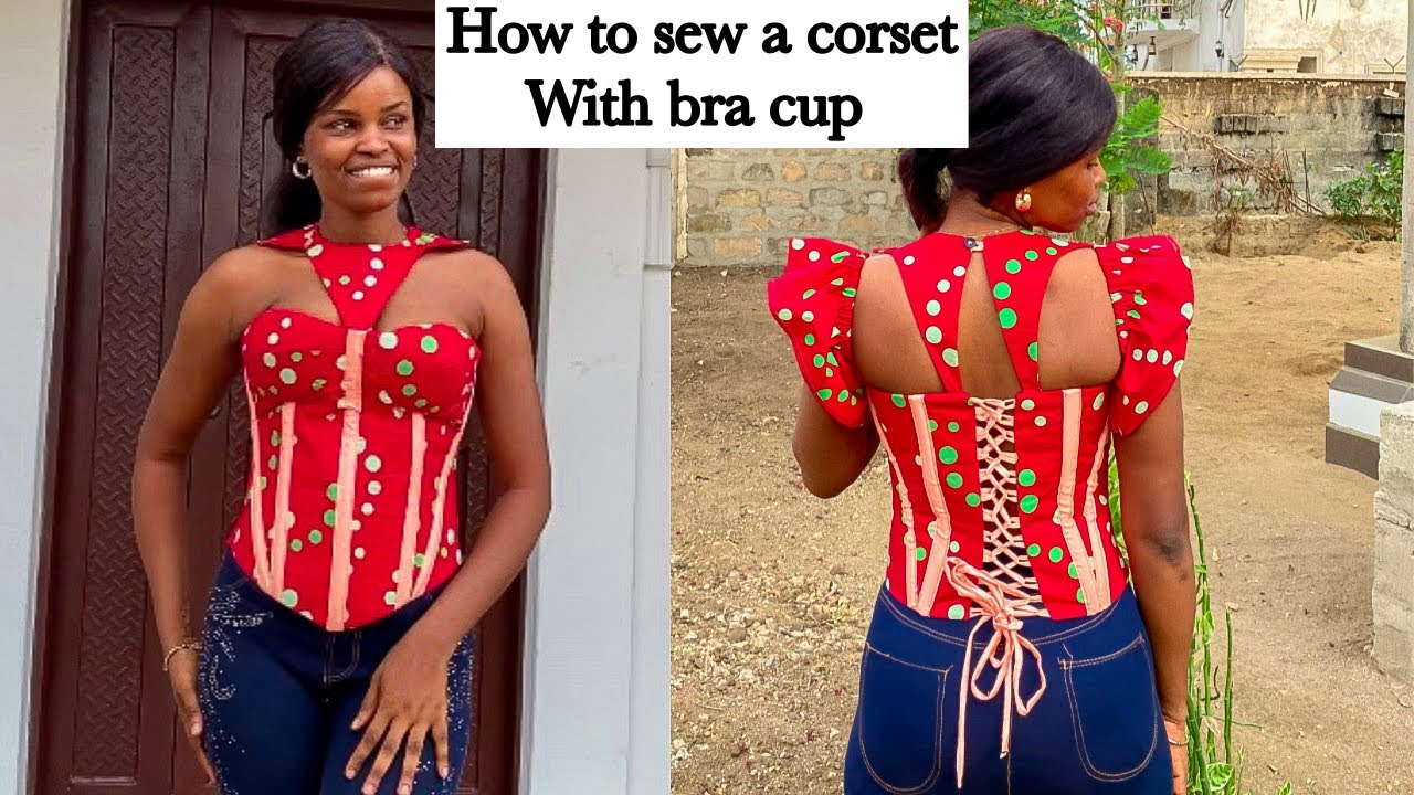 How to sew a CORSET with BRA CUP and a BASQUE WAISTLINE - YouTube