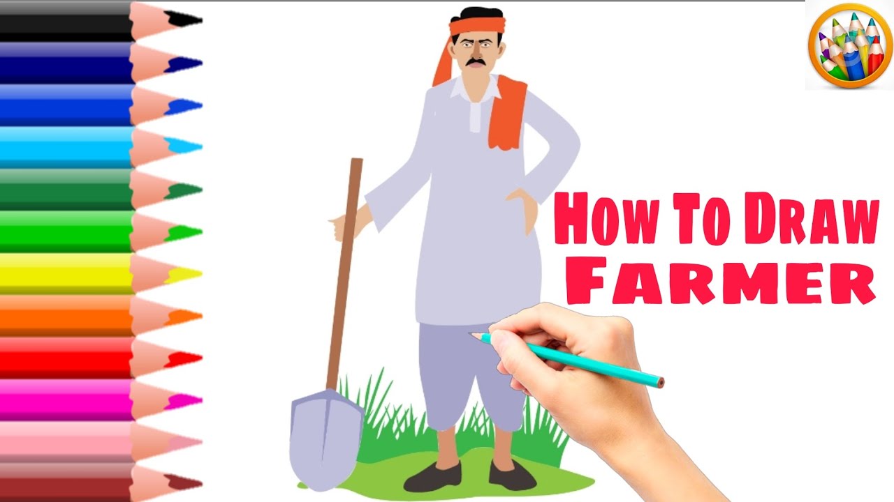How To Draw A Farmer | Easy Kids Drawing Video | - YouTube