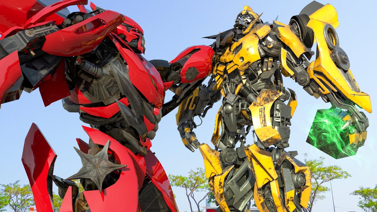 Transformers Bumblebee vs Dino/Mirage full fight scenes - YouTube