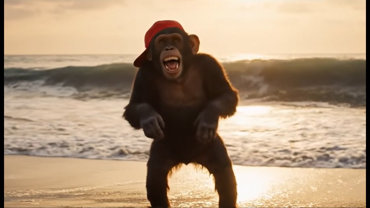 Monkey's Got Moves... Until The Ocean Said NOPE! 🌊😂 - YouTube