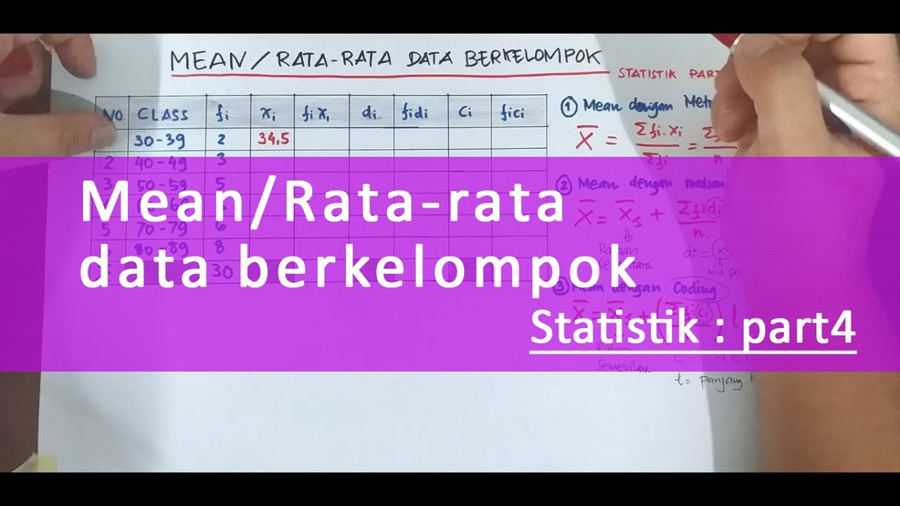 Statistik Part 4 Mean atau rata-rata data berkelompok - YouTube