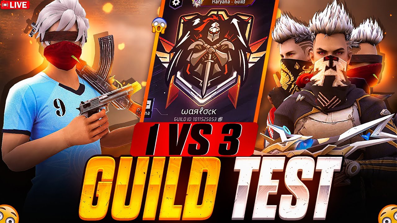 HARDEST GUILD TEST FF | FREE FIRE LIVE CUSTOM ROOM GIVEAWAY | FF LIVE ...