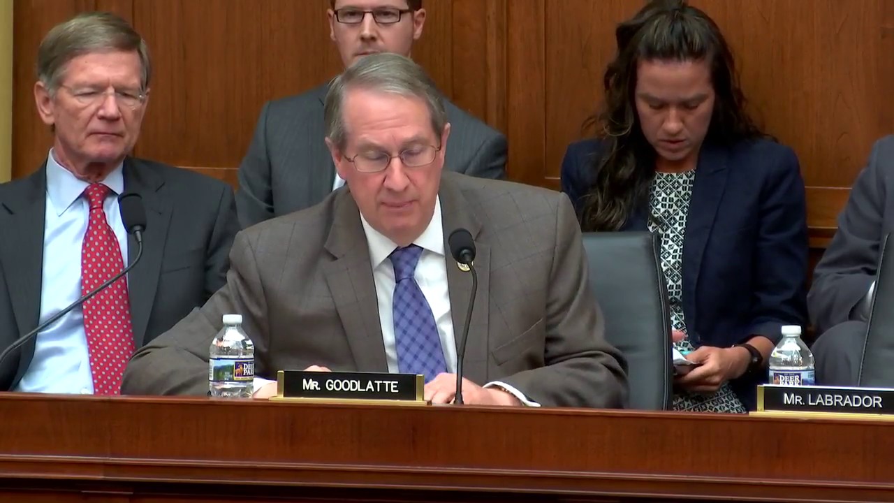 Chairman Goodlatte at Hearing on Restoring Enforcement of our Nations ...