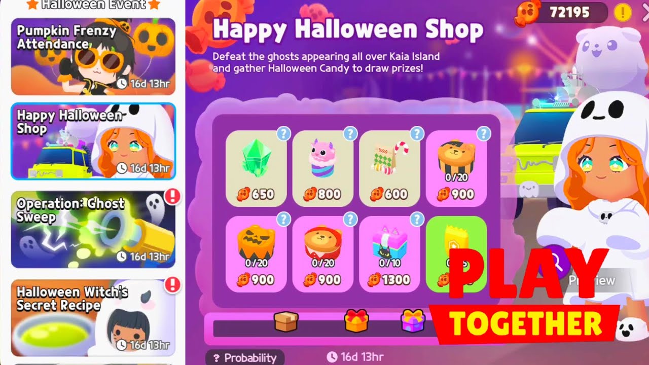 70.000++ HAPPY HALLOWEEN SHOP PLAY TOGETHER REDEEM ALL ITEMS AND CARDS ...