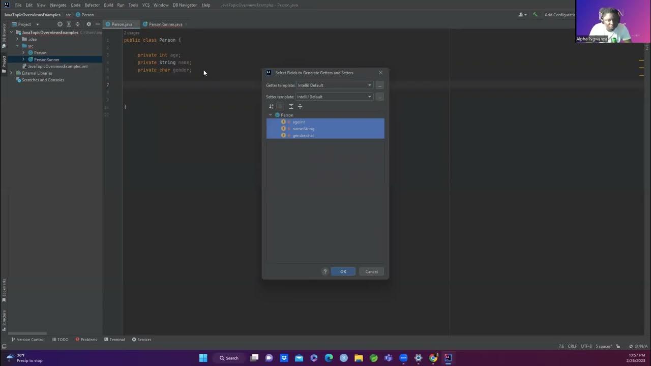 Java classes Example,Object creation, Using getters and setters - YouTube