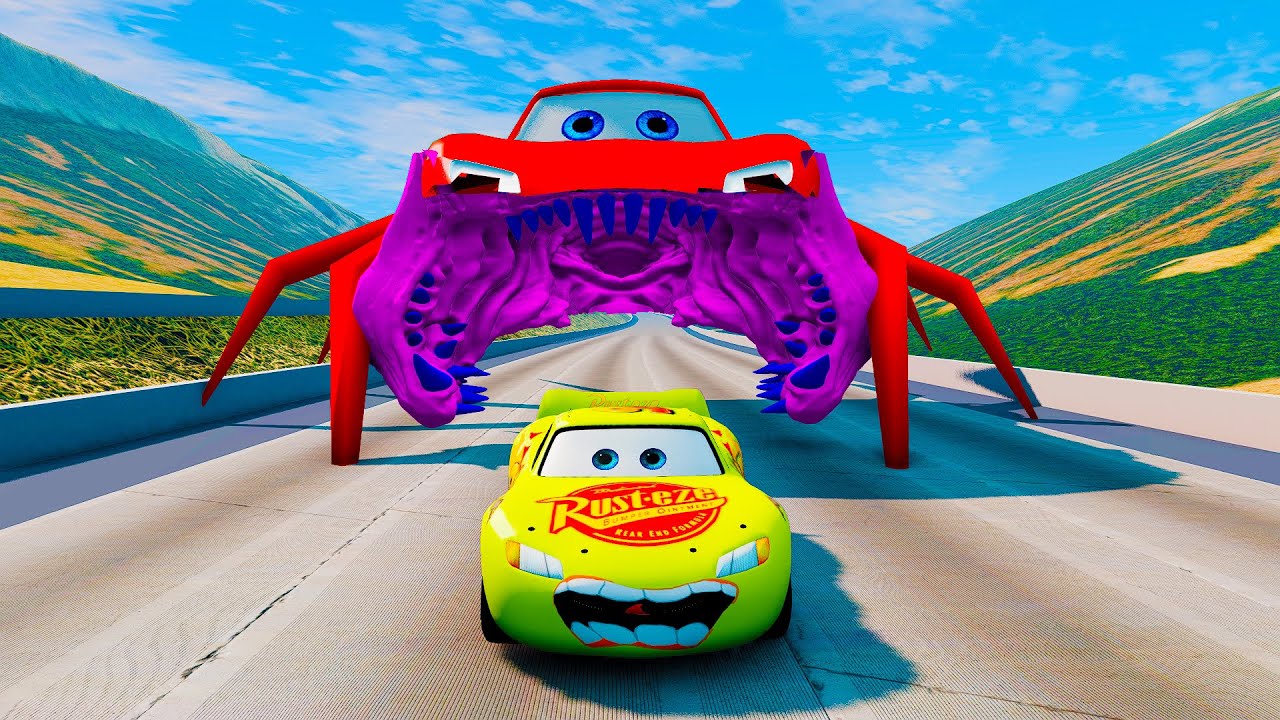 Crazy Lightning McQueen Spider Eater VS Lightning McQueen | Escape From ...