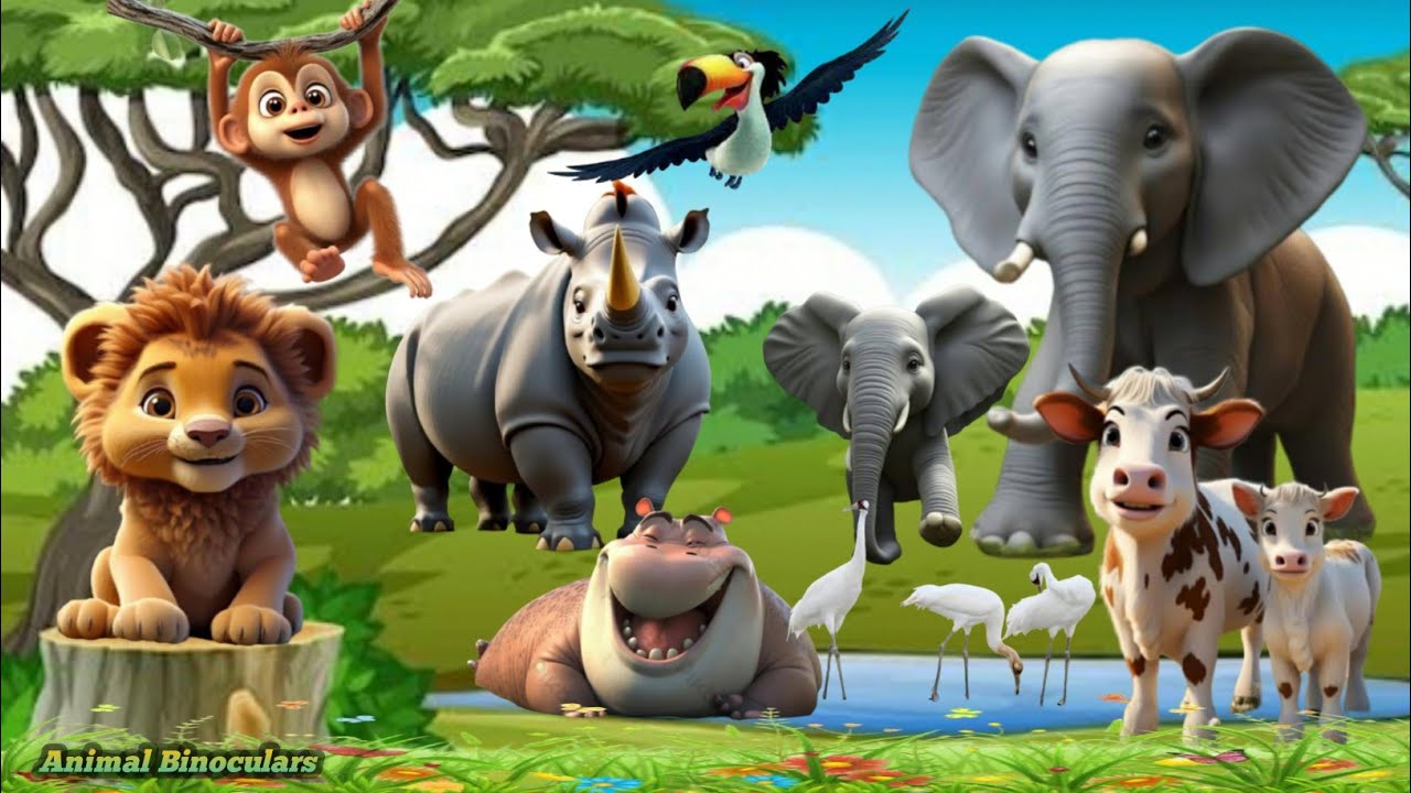 Animals - Lion, Rhinoceros, Hippo, Elephant, Monkeys, Cow, Sheep, Cats ...