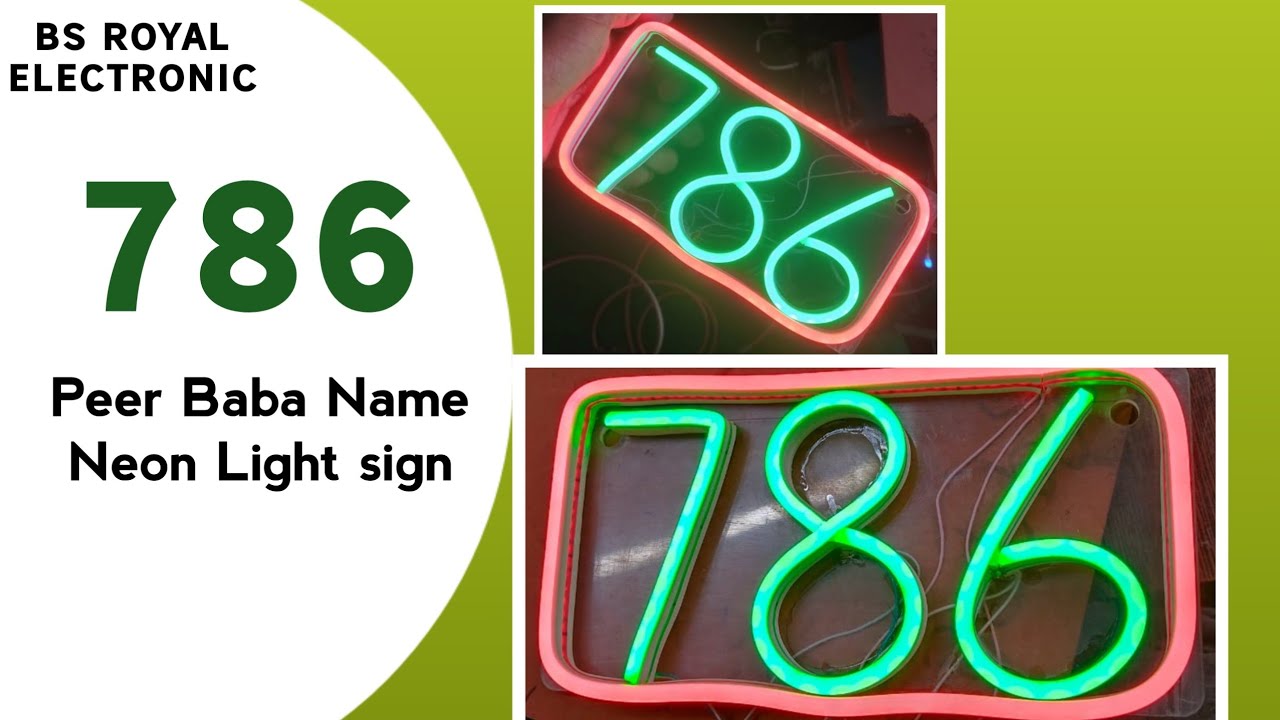 Peer Baba ( 786 ) Name Neon Lights sign board 🙏 BS ROYAL ELECTRONIC ...