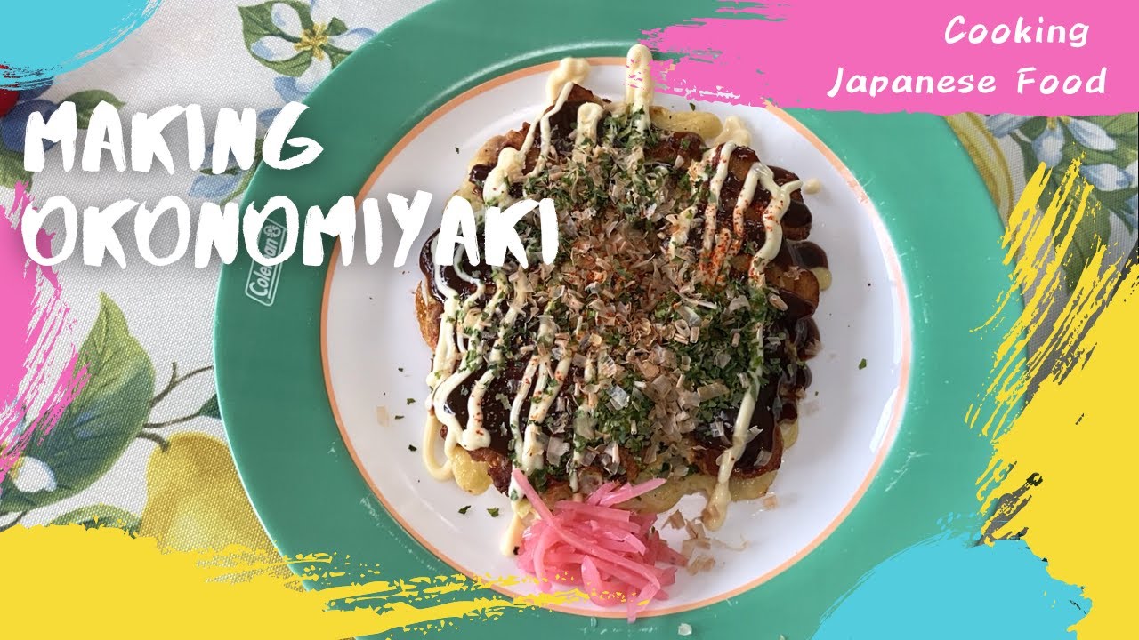 Making Okonomiyaki, cooking Japanese food - YouTube