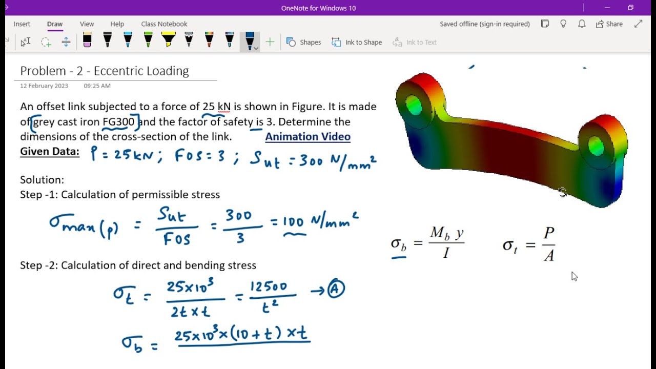 Problem 2 - Eccentric Loading - Design of Machine Elements - In Tamil - YouTube