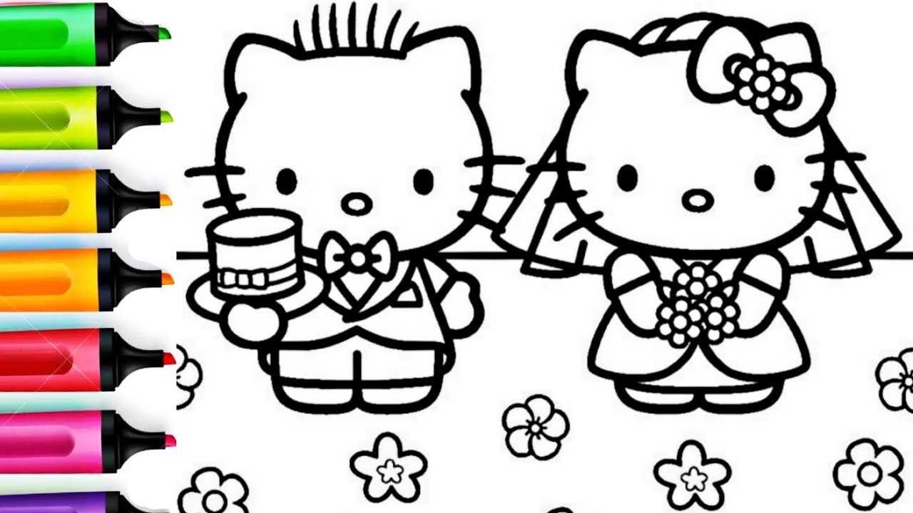 How to draw and coloring in Hellow kitty | Hellow kitty cartoon drawing ...