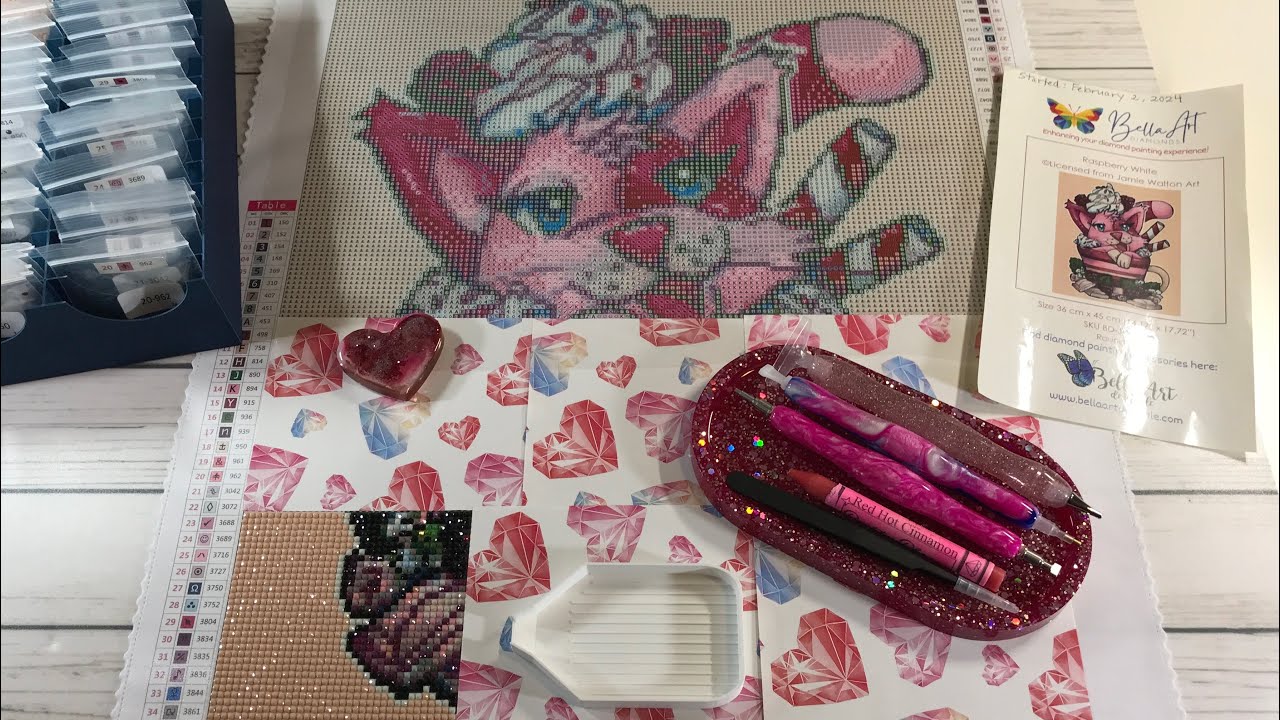 Diamond Painting Kitting Up - Bella Art Diamonds - Raspberry White ...