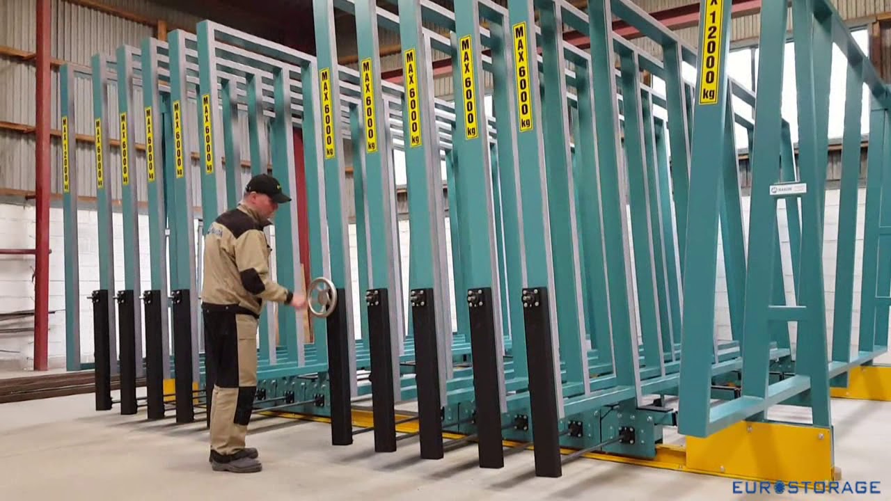 Mobile frames rack - Manual operation with lever - YouTube