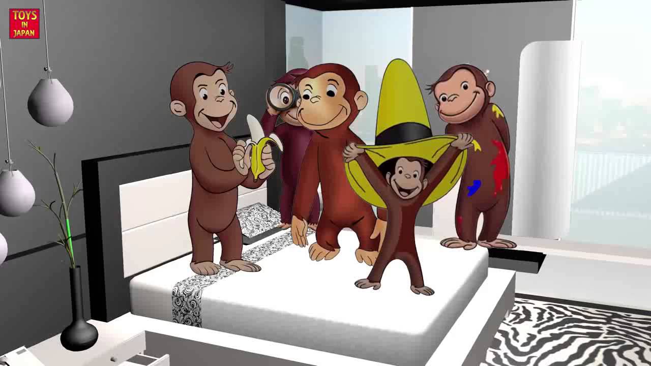 5 Little CURIOUS GEORGE 2 Jumping On The Bed MORE Nursery Rhymes for ...