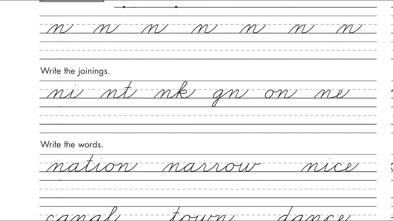 Lowercase Cursive n - Beginning Cursive 22 - YouTube